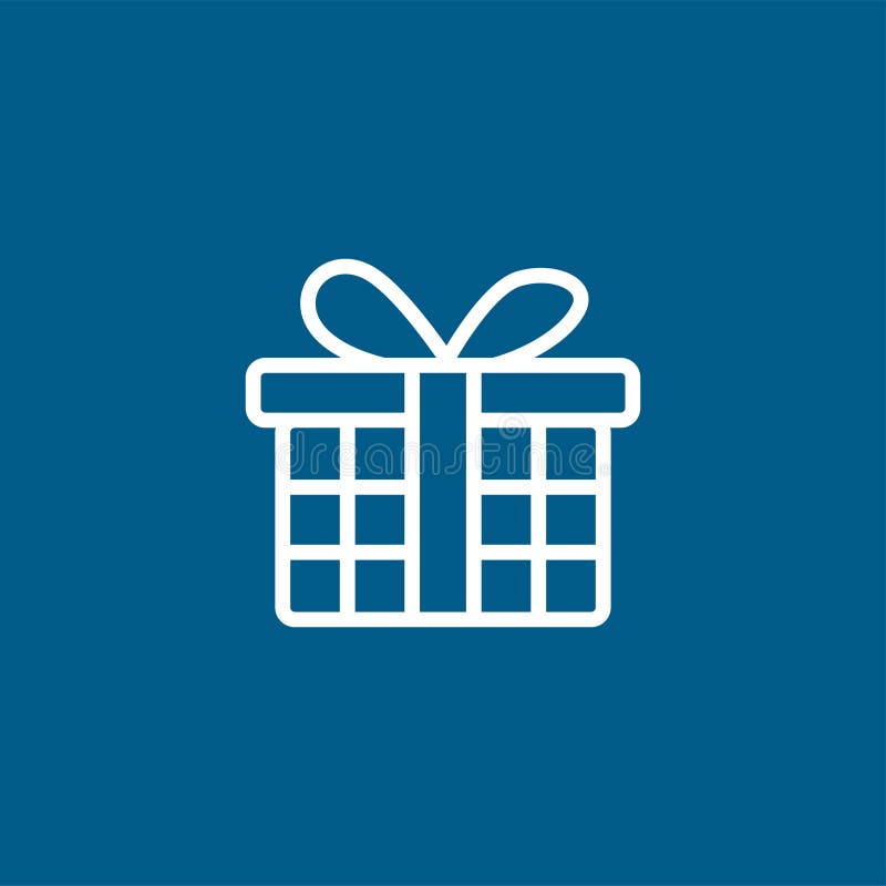 Gift Box Line Icon on Blue Background. Blue Flat Style Vector ...