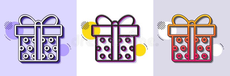 Gift Box Line Icon. Present Sign. Halftone Dotted Pattern. Vector Stock ...