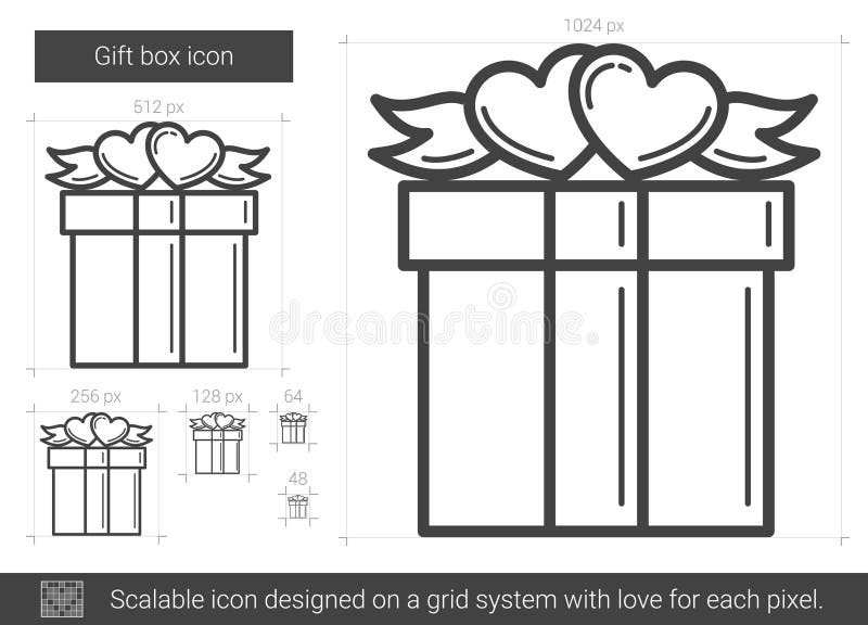 Gift box line icon. stock vector. Illustration of graphic - 93883415