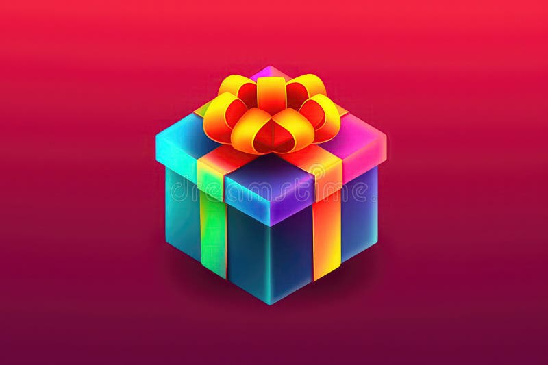 Gift Box Logo, 3D. Generative AI Stock Illustration - Illustration of ...
