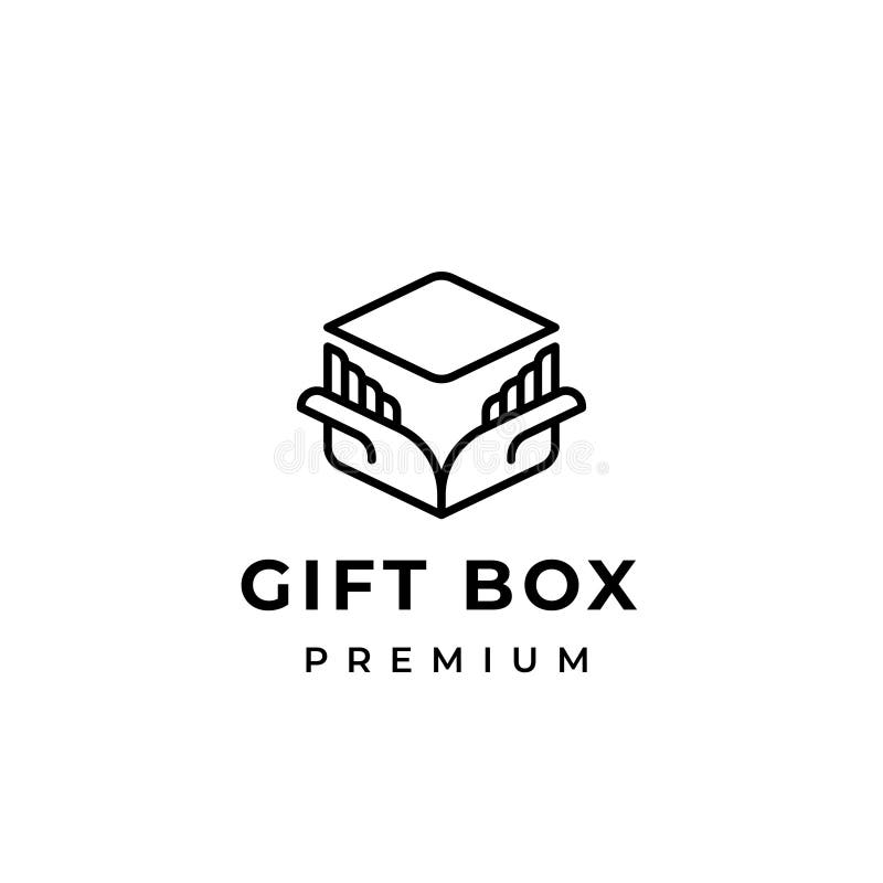 Gift Box Logo Design. Gift Box Isolated with Hand Illustration Stock ...
