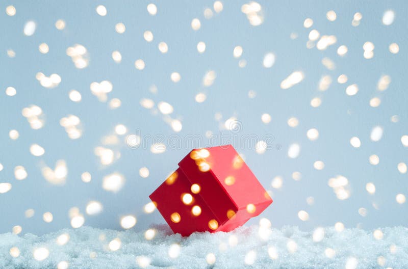 A Gift Box is Lying on the Snow Stock Image - Image of copyspace, white ...