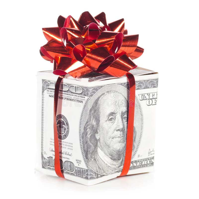 Gift box made of dollars stock image. Image of christmas - 22456619