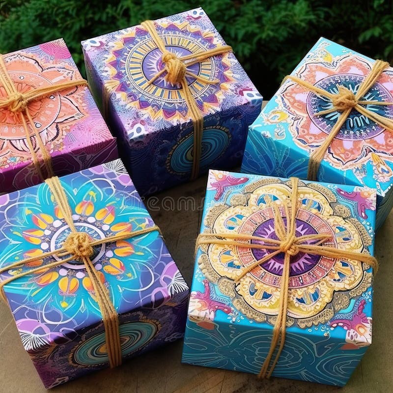 Gift Box Gift Box with Mandala Pattern Stock Image - Image of festive ...