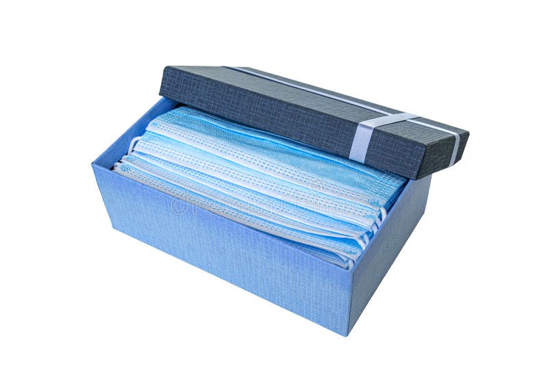 Gift Box with Medical Masks Inside. Stock Photo - Image of infection ...