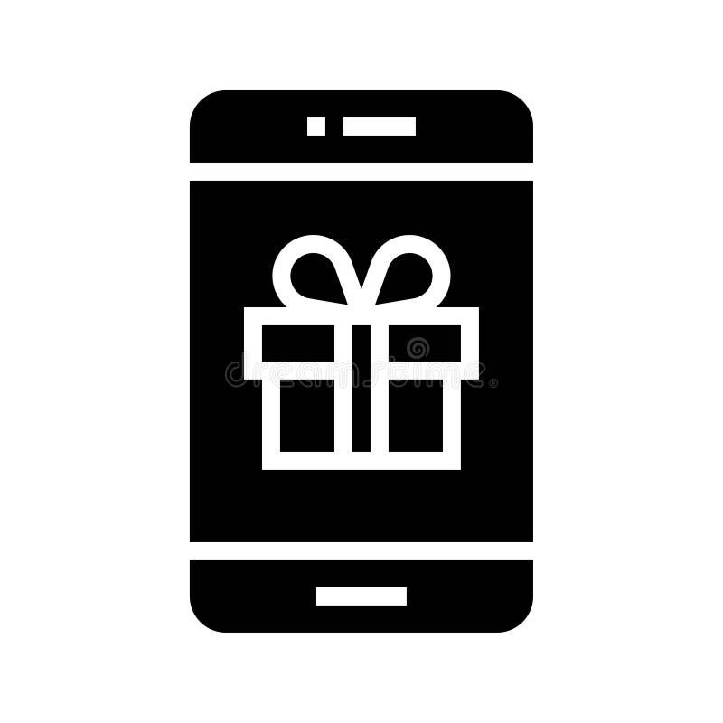 Gift Box on Mobile Screen, Solid Design Icon Stock Vector ...