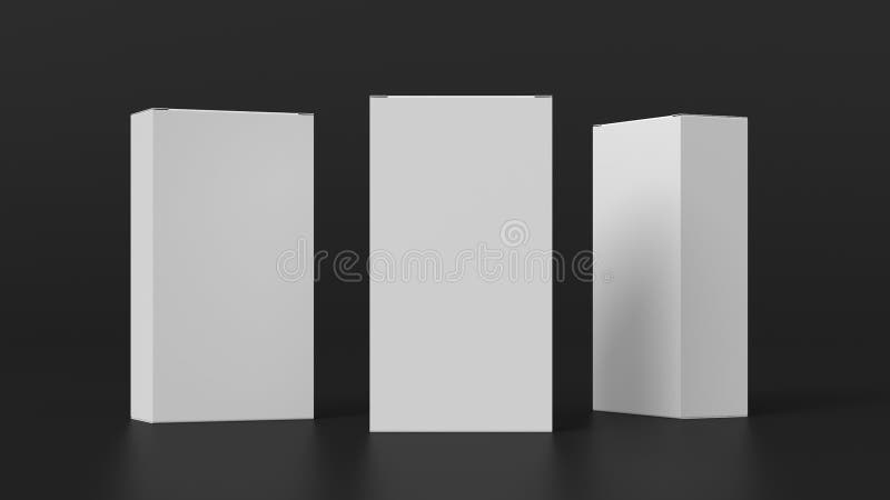 Gift Box Mock Up: Three Flat, Tall and Wide White Boxes on Black ...