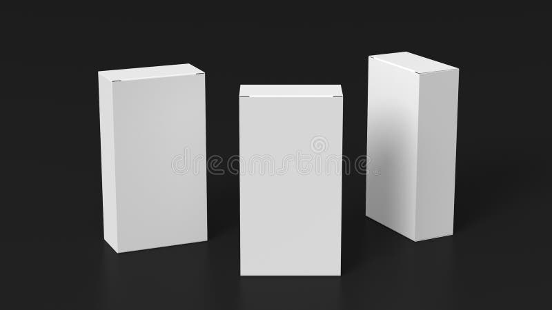 Gift Box Mock Up: Three Flat, Tall and Wide White Boxes on Black ...