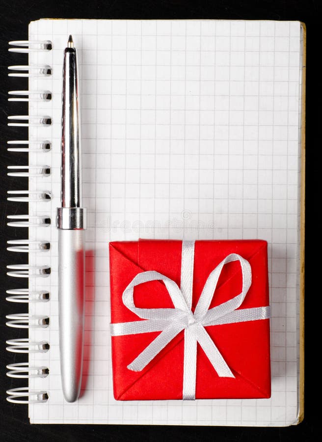 Gift box with notepad stock photo. Image of birthday - 22211974