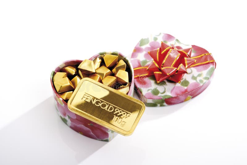Gift Box with Nuggets and Gold Bar Stock Photo - Image of large, number ...