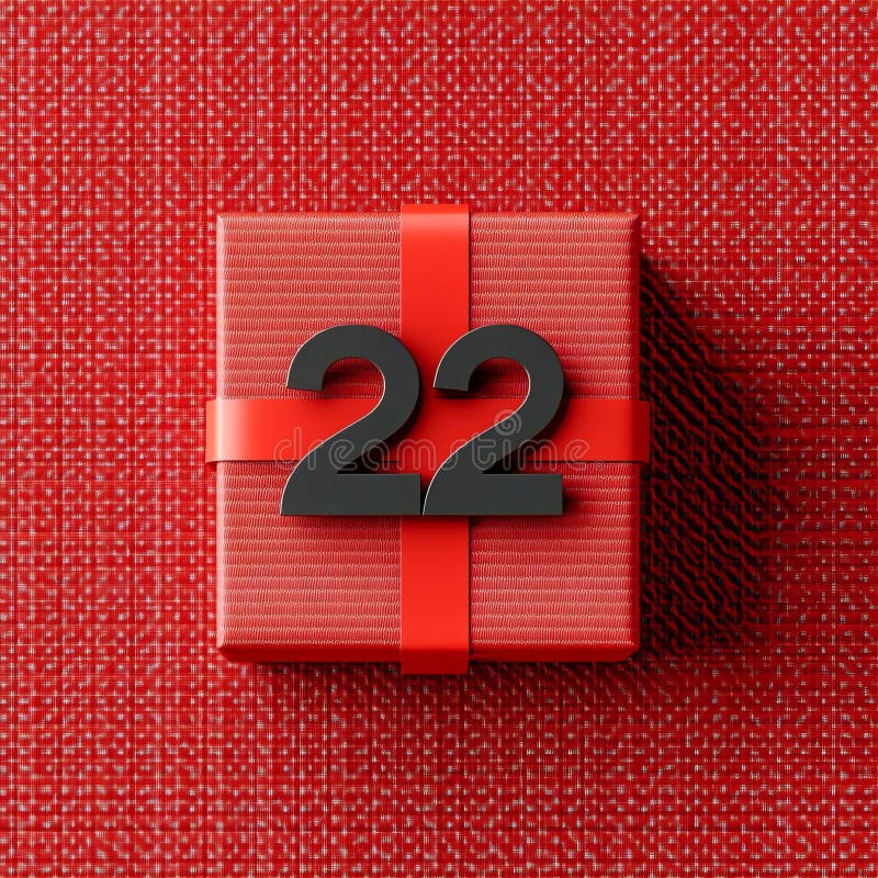 Gift Box with Number Twenty-two. Vector Illustration. Eps 10 Stock ...