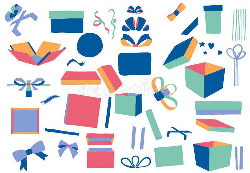 Gift Box Object Collection with Ribbon.Vector Illustration for Icon ...