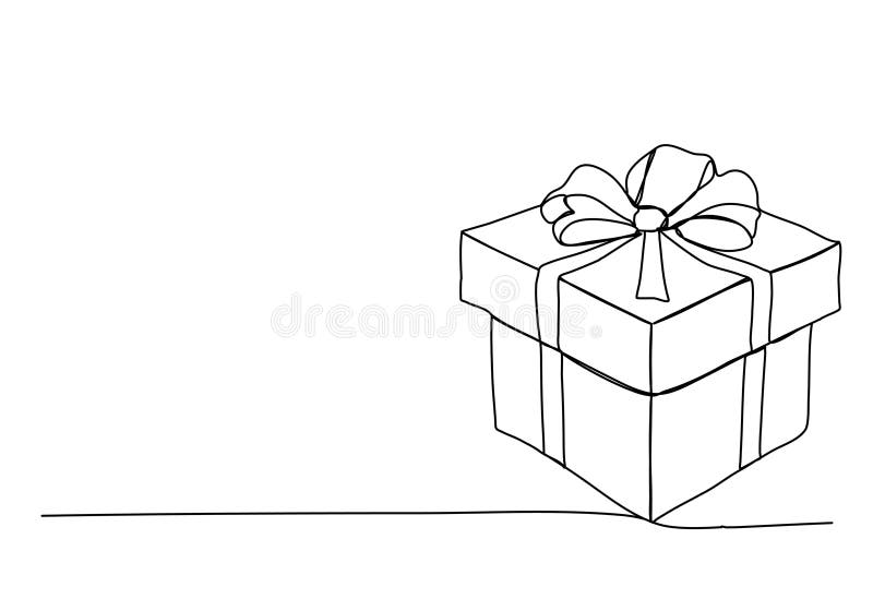 Gift Box One Line Drawing Vector Illustration Stock Vector ...