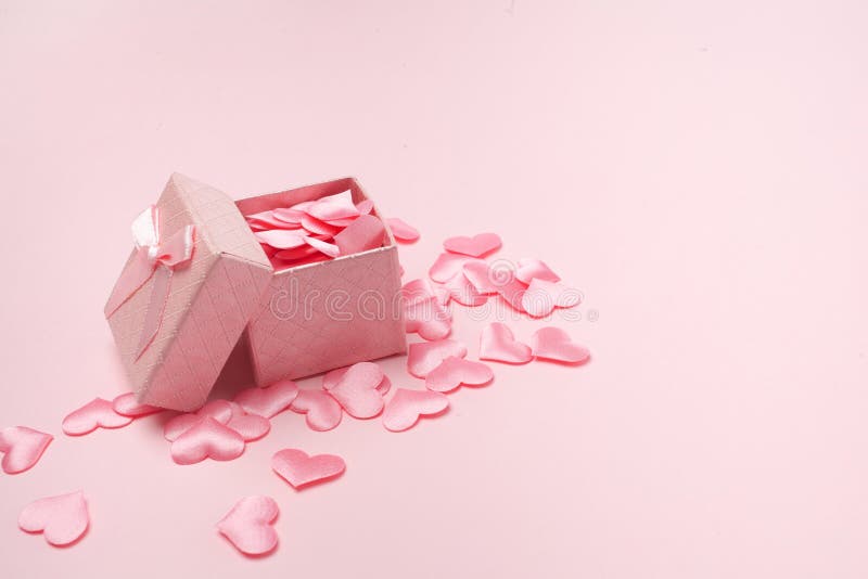 Gift Box Open Heart Floating on Pink Background, Love Greeting Concept ...