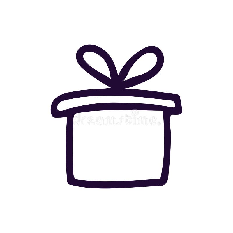 Gift Box Outline Icon on White Background Vector Illustration Stock ...