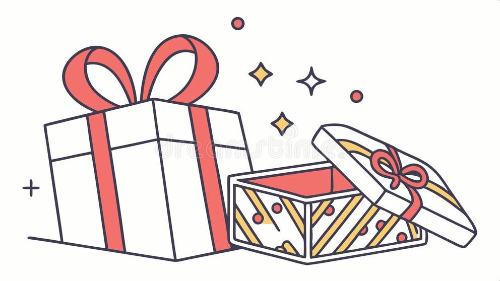 Gift Box Outline, Simple Present Design Element Vector Design ...