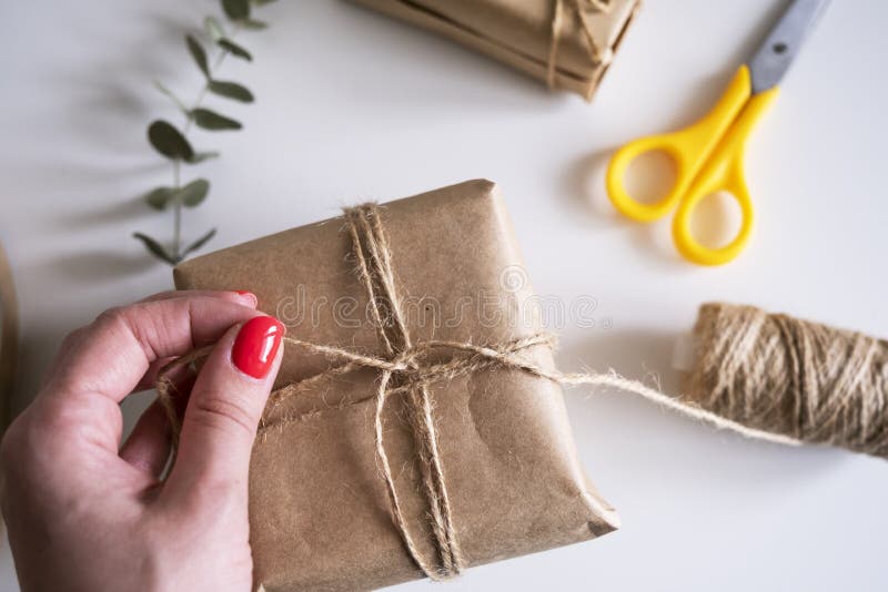 Gift Box Packaging. Step by Step. Instructions for Decorating a Gift in ...