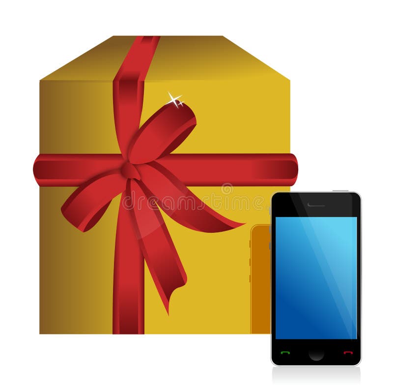 Gift box and phone stock illustration. Illustration of creative - 27814185