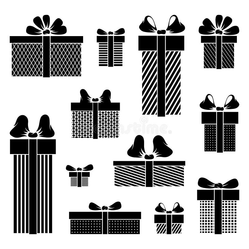 Gift Box Pictograms on White Background. Stock Vector - Illustration of ...