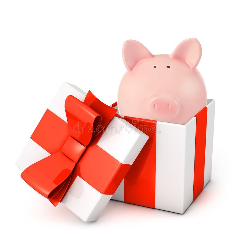 Gift box with piggy bank stock illustration. Illustration of buying ...