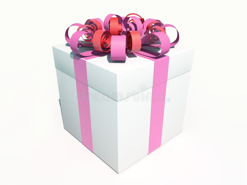 Gift box with pink bow stock illustration. Illustration of wedding ...