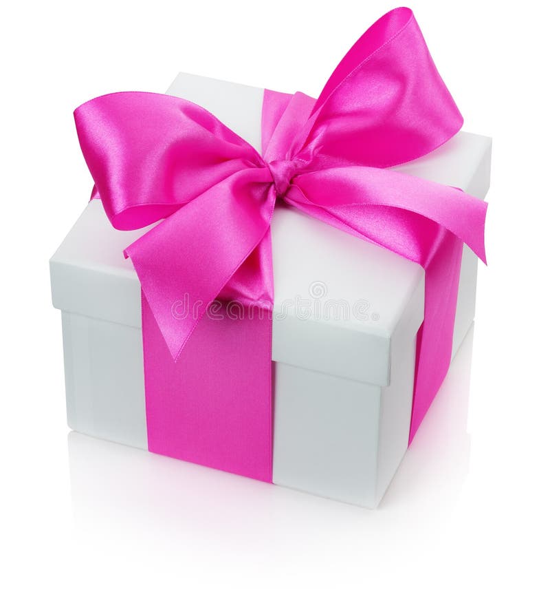 Gift Box with Pink Bow Isolated on the White Background Stock Photo ...