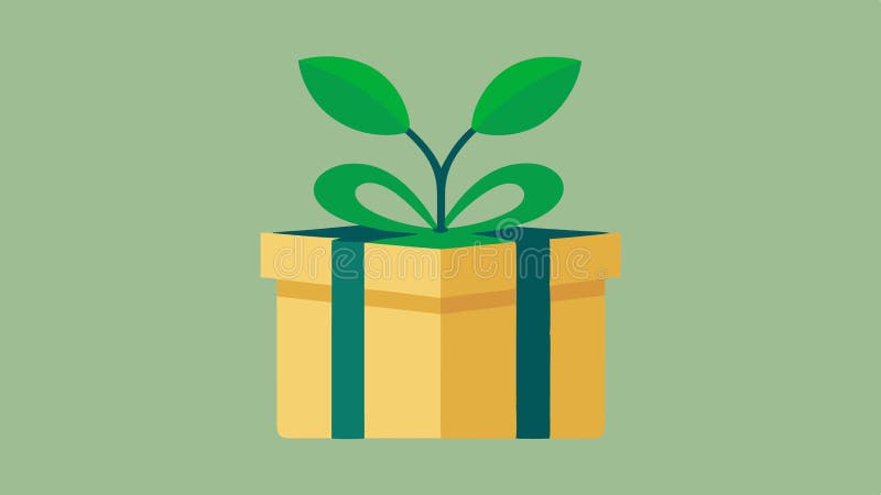 Gift Box with Plant Sprouts a Present Adorned with a Bow from Which ...