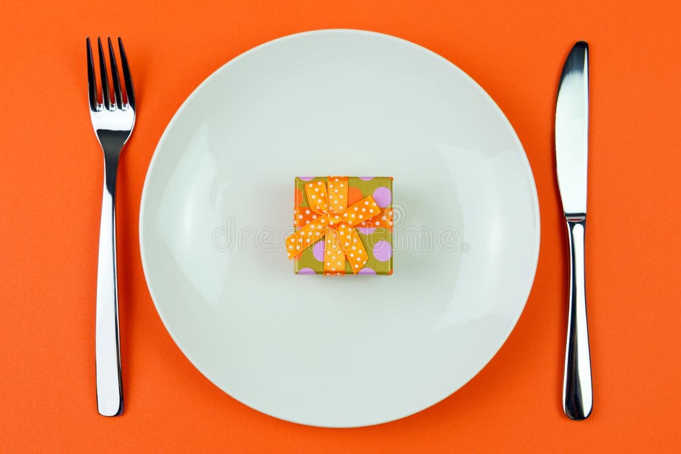 Gift box in a plate stock photo. Image of happy, kitchenware - 37588114