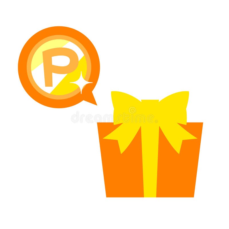 Gift box, point coin stock illustration. Illustration of coin - 101927169