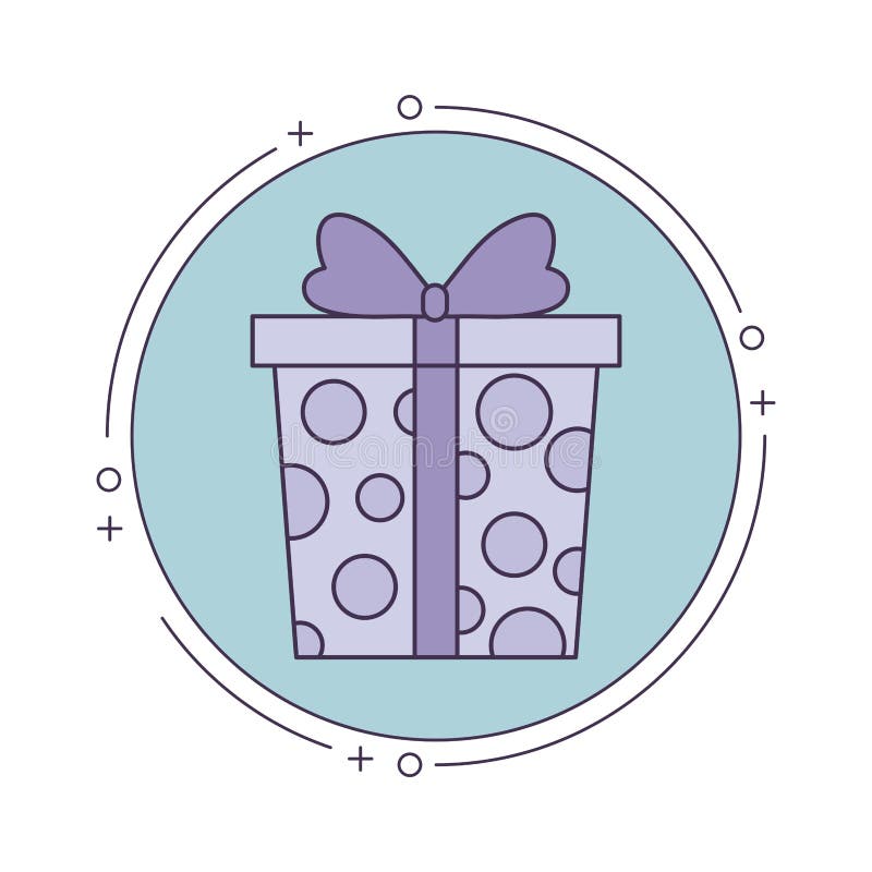 Gift Box Present in Frame Circular Stock Illustration - Illustration of ...