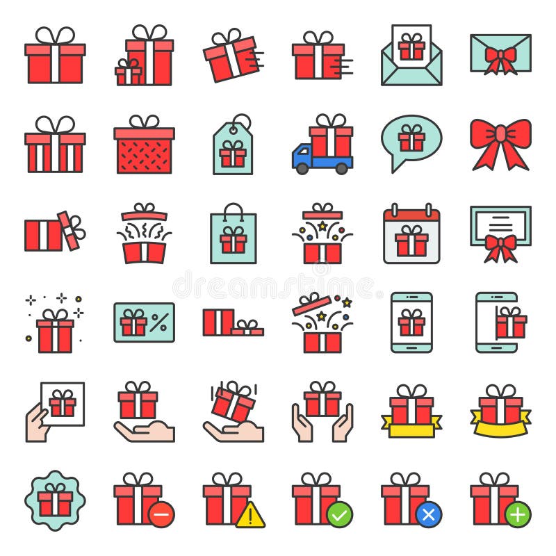 Gift Box or Present Box Icon, Filled Outline Stock Vector ...