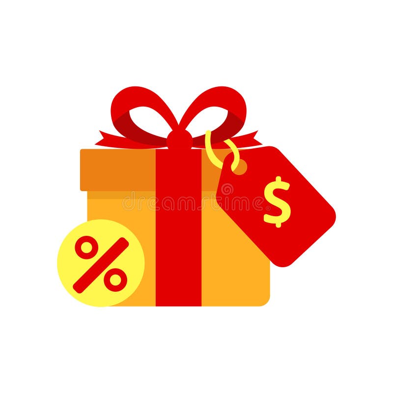 Gift Box with Price Tag Vector Illustration Isolated on White ...