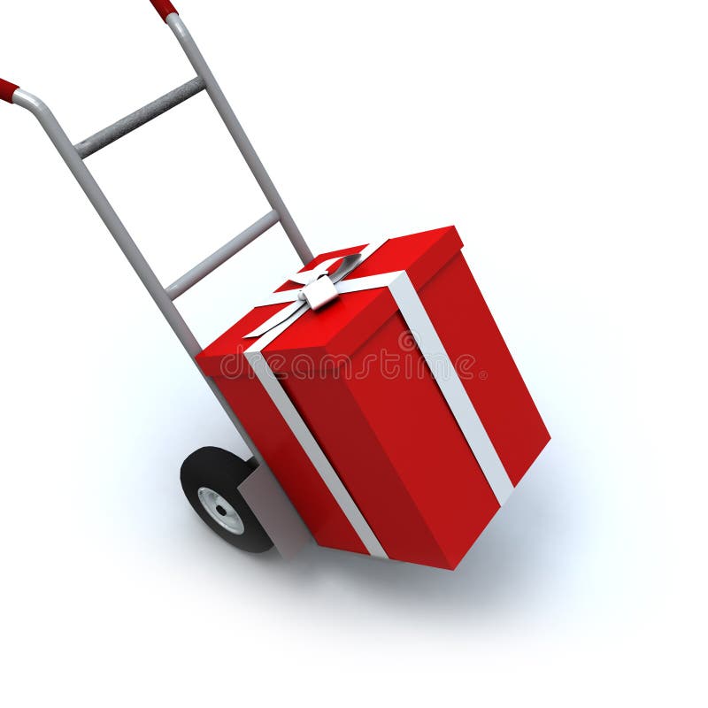 Gift box in push cart stock illustration. Illustration of giving - 3138874