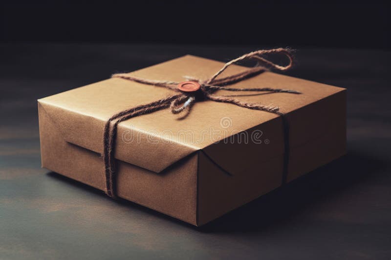 Gift Box with Raw Style and Craft Paper Stock Image - Image of event ...