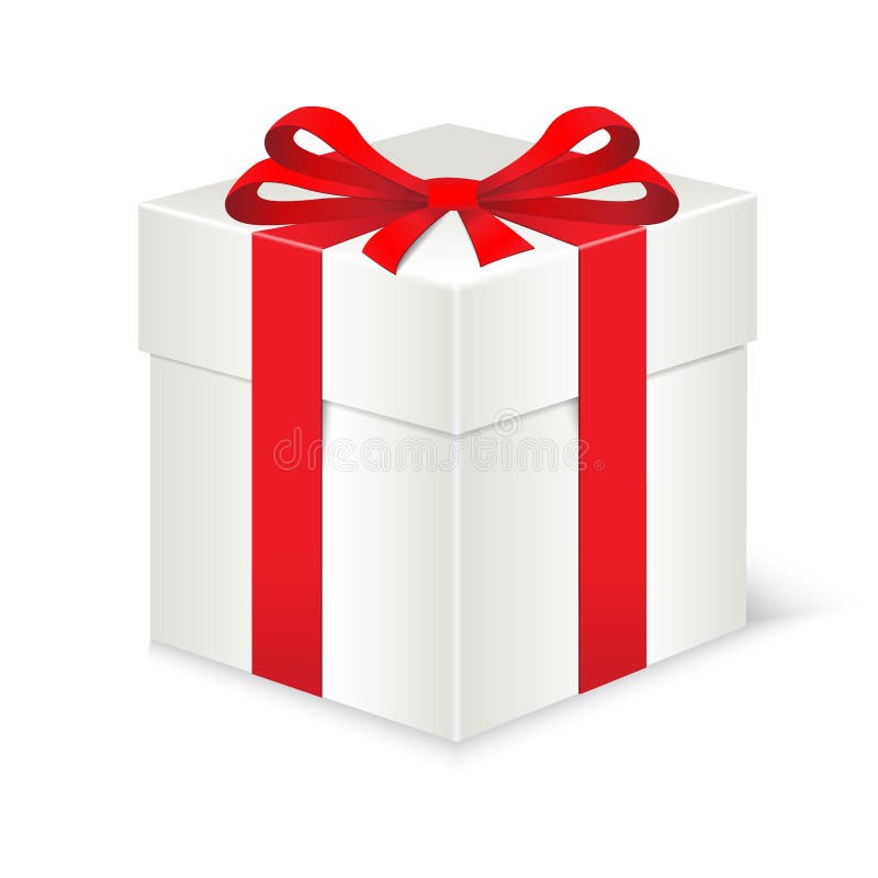 Open Gift Box with Red Ribbon Bow Isolate Simple Flat Gift Box Icon ...