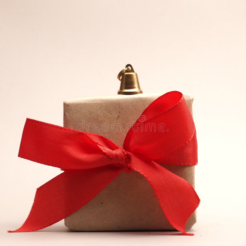 Gift box with a red bow stock photo. Image of closeup - 233325928