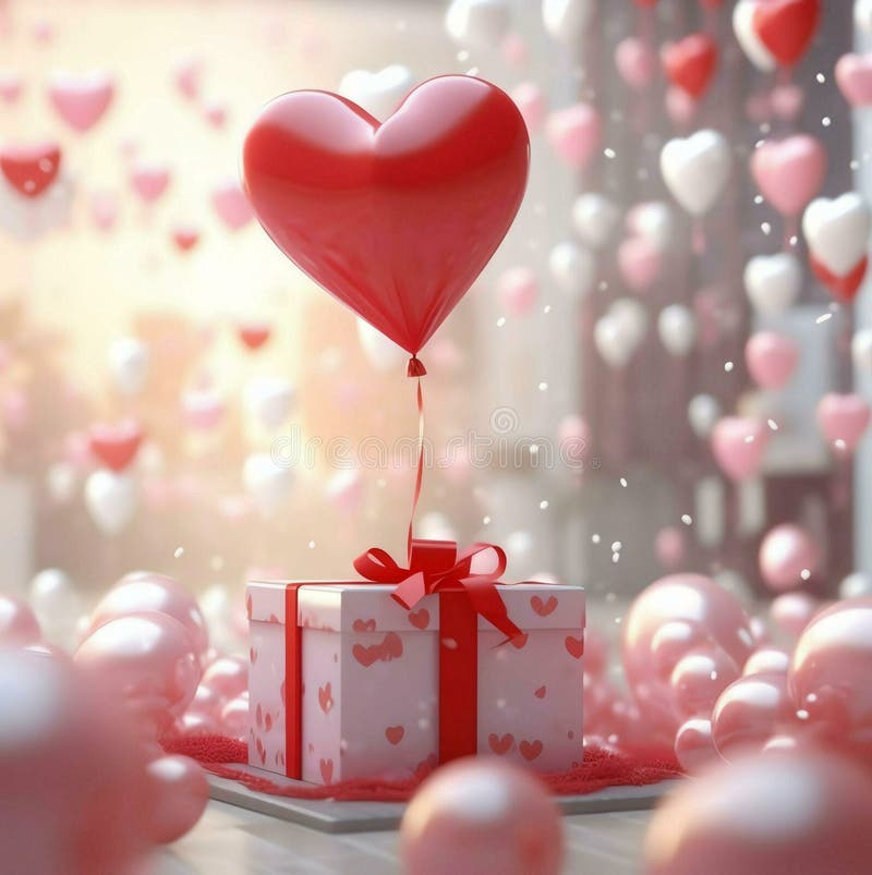 Gift Box with Red Heart Gift Box and Heart Gift Box with Heart Stock ...