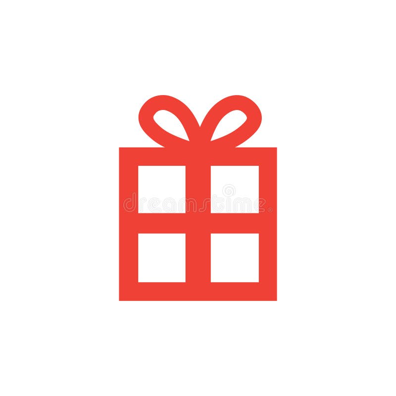 Gift Box Red Icon on White Background. Red Flat Style Vector ...