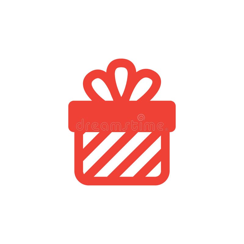 Gift Box Red Icon on White Background. Red Flat Style Vector ...
