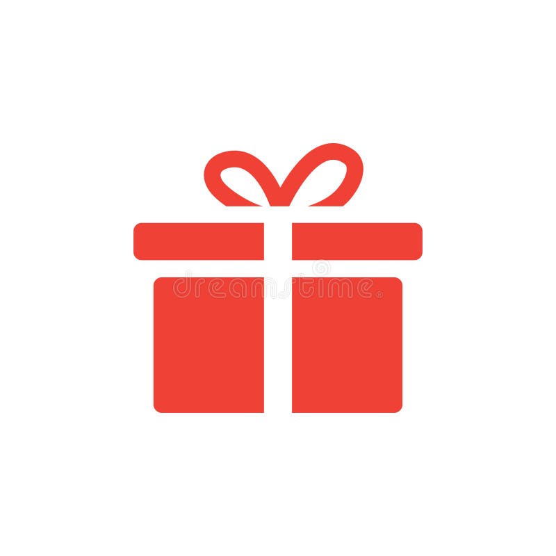 Gift Box Red Icon on White Background. Red Flat Style Vector ...