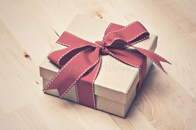 Gift box with red ribbon stock image. Image of birthday - 118110893