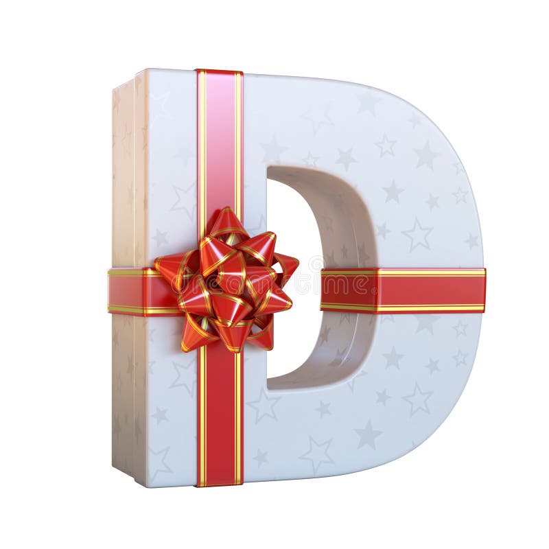 Gift Box with Red Ribbon Bow 3d Font, Present Alphabet 3d Rendering ...