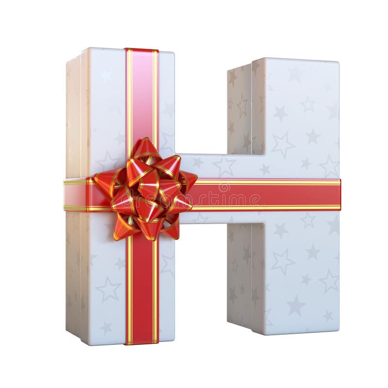 Gift Box with Red Ribbon Bow 3d Font, Present Alphabet 3d Rendering ...