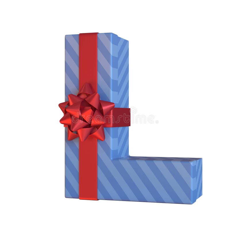 Gift Box with Red Ribbon Bow 3d Font, Present Alphabet 3d Rendering ...