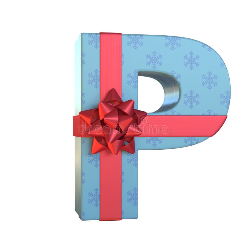 Gift Box with Red Ribbon Bow 3d Font, Present Alphabet 3d Rendering ...