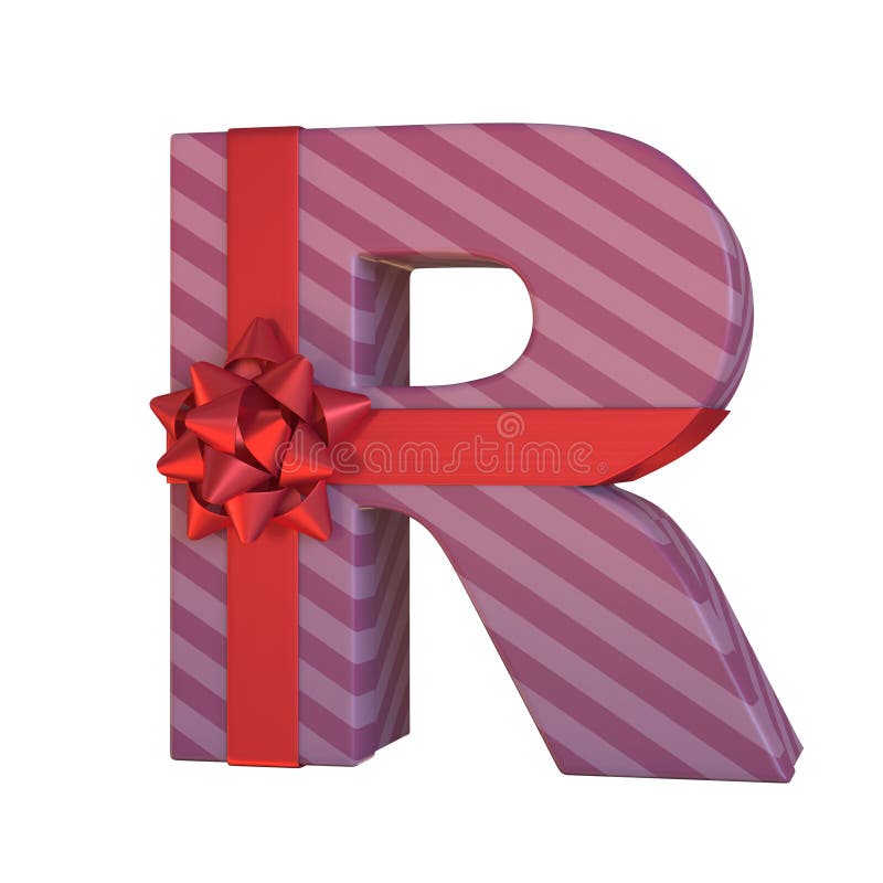 Gift Box with Red Ribbon Bow 3d Font, Present Alphabet 3d Rendering ...