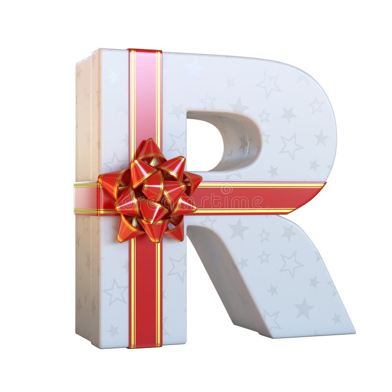 Gift Box with Red Ribbon Bow 3d Font, Present Alphabet 3d Rendering ...