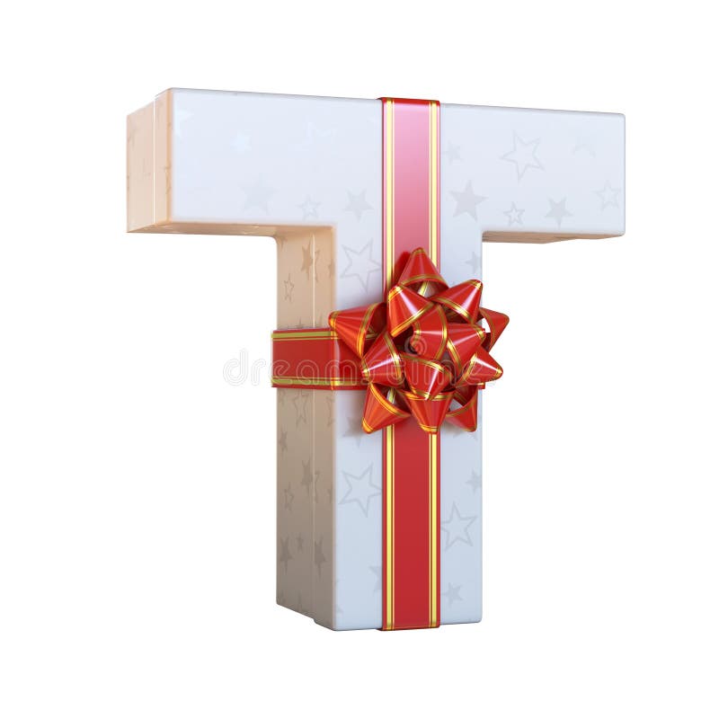 Gift Box with Red Ribbon Bow 3d Font, Present Alphabet 3d Rendering ...