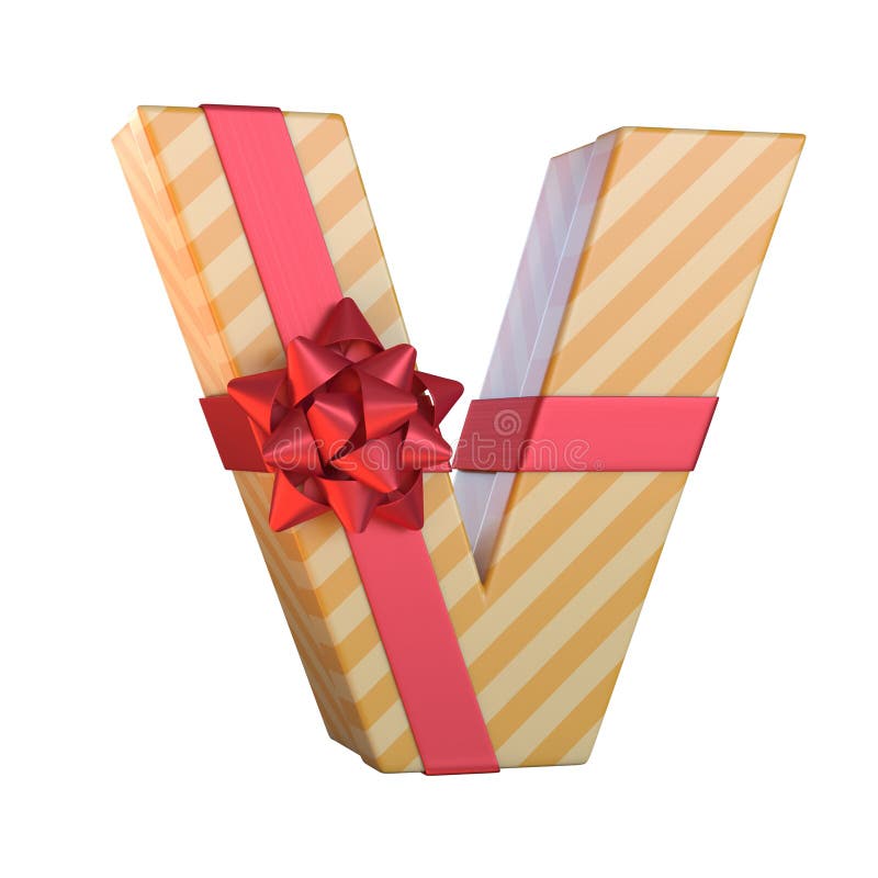 Gift Box with Red Ribbon Bow 3d Font, Present Alphabet 3d Rendering ...