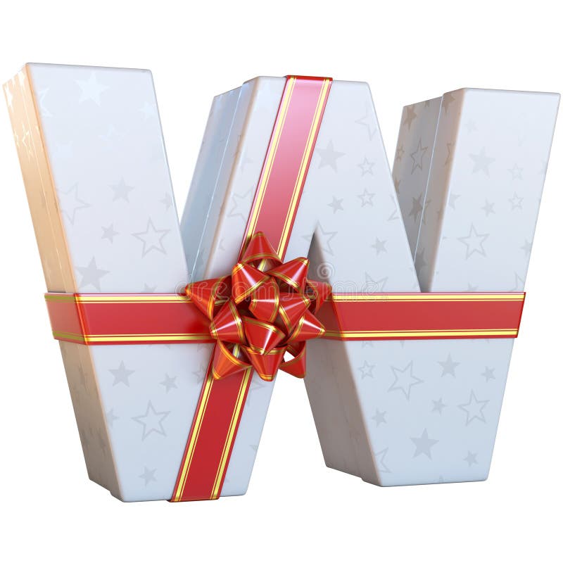 Gift Box with Red Ribbon Bow 3d Font, Present Alphabet 3d Rendering ...